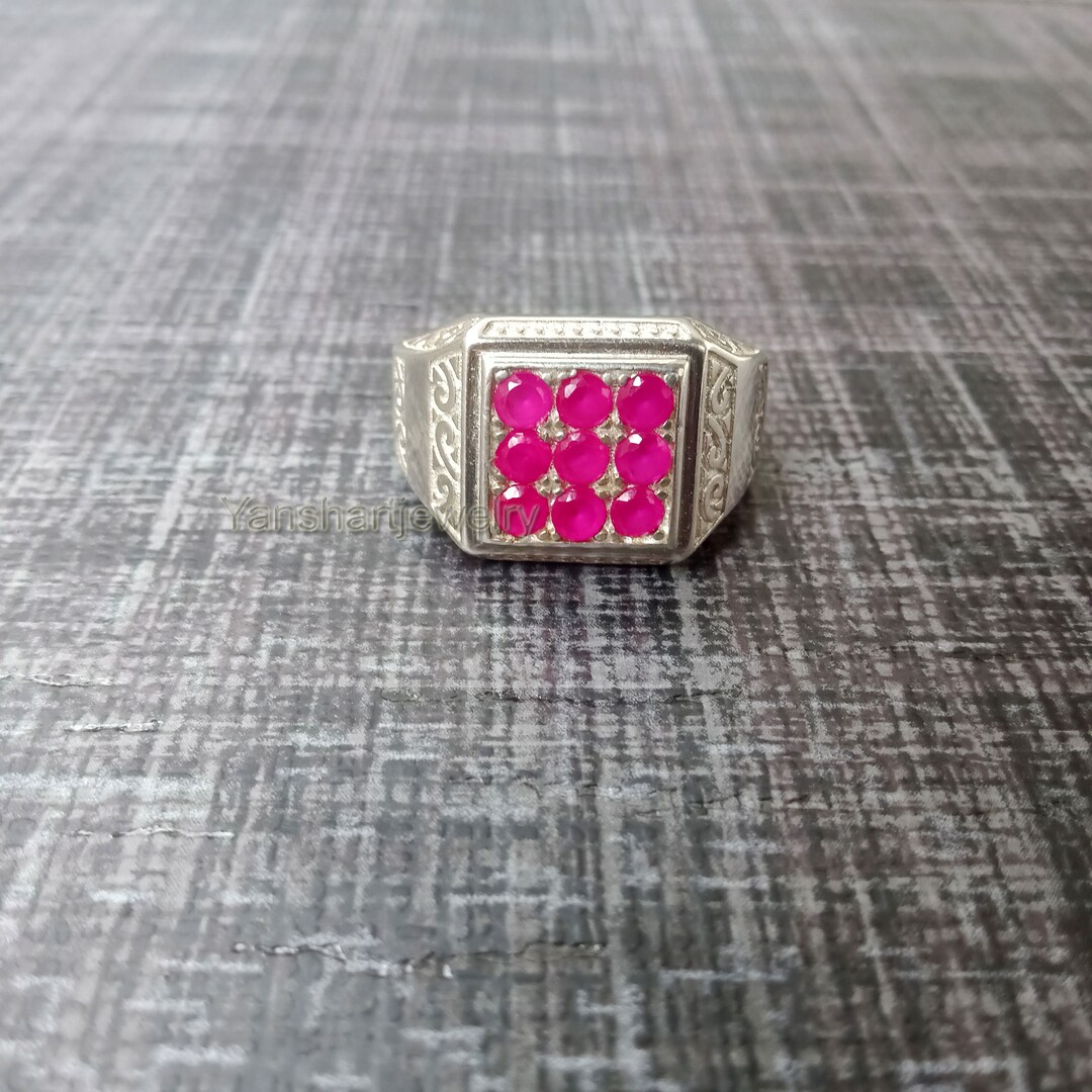 Mens Ruby Hydro Ring 925 Solid Sterling Silver Ring Ruby - Etsy