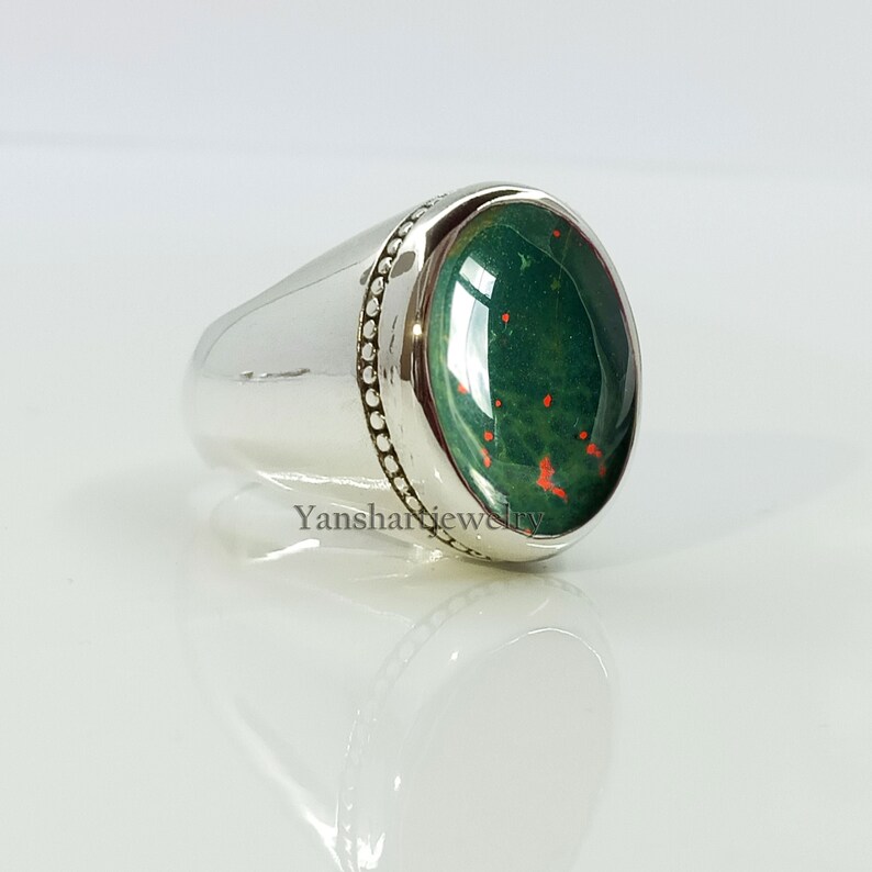 Bloodstone Ring Men Bloodstone Ring 925 Sterling Silver - Etsy