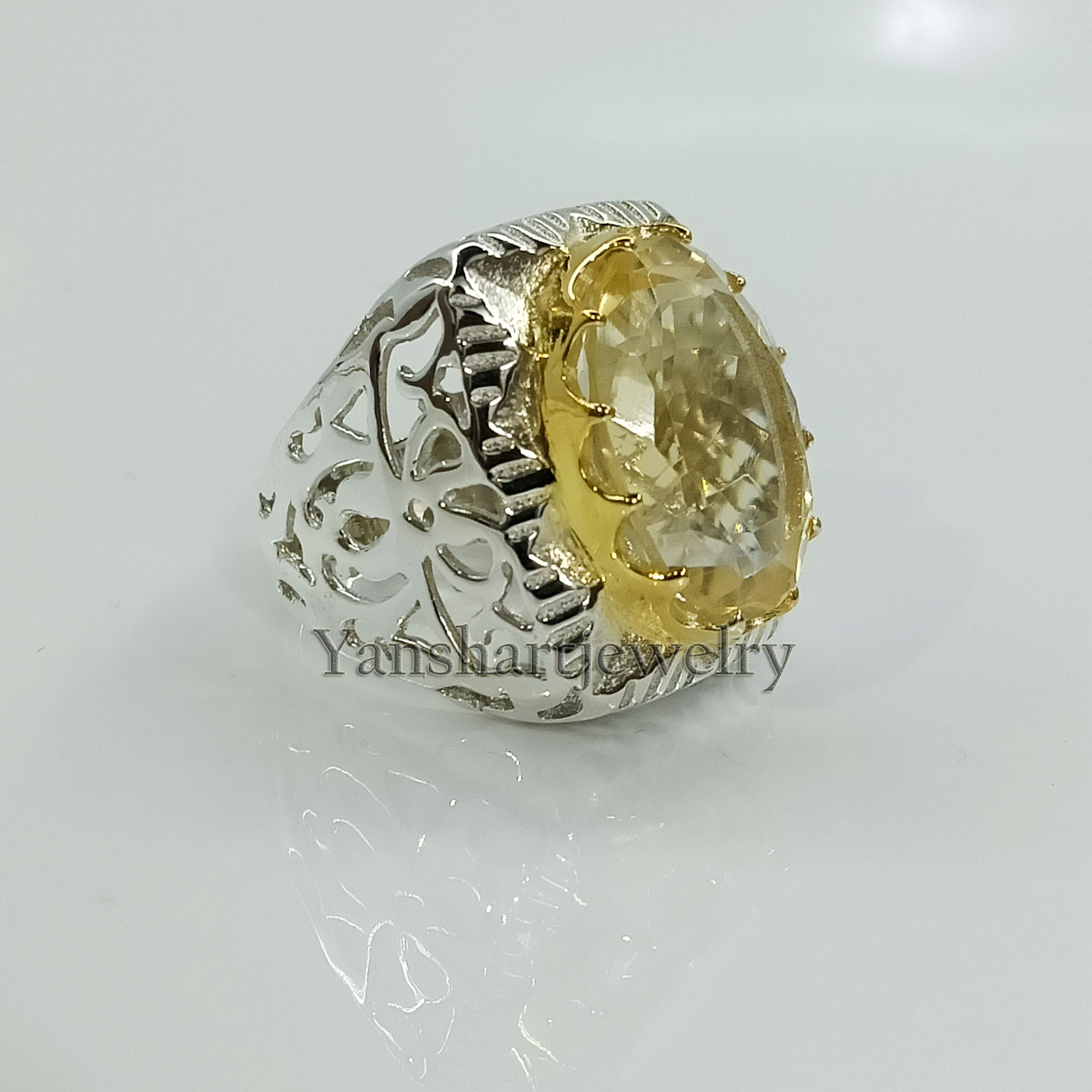 Natural Citrine Mens Ring Solid 925 Sterling Silver Ring Men | Etsy