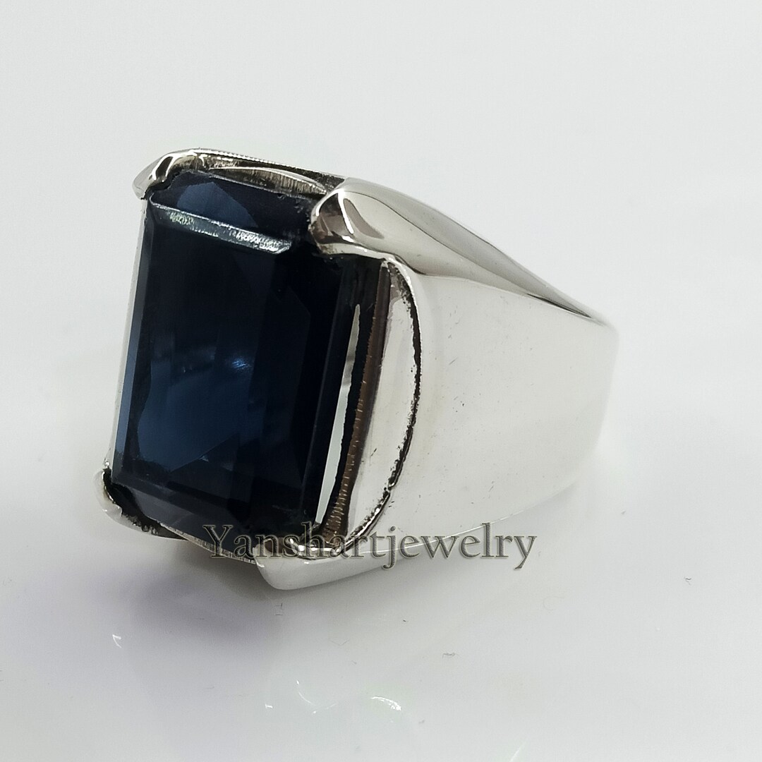 Mens Blue Sapphire Ring Mens Blue Sapphire Wedding Engagement - Etsy