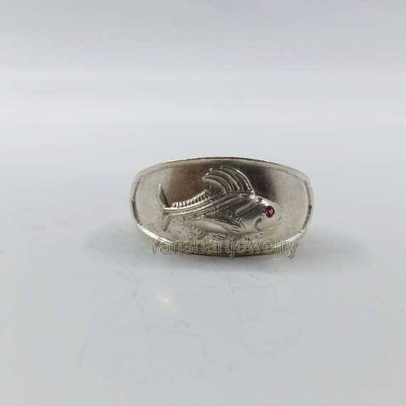 Anillo de banda de pescado anillo de plata de ley 925 anillo | Etsy