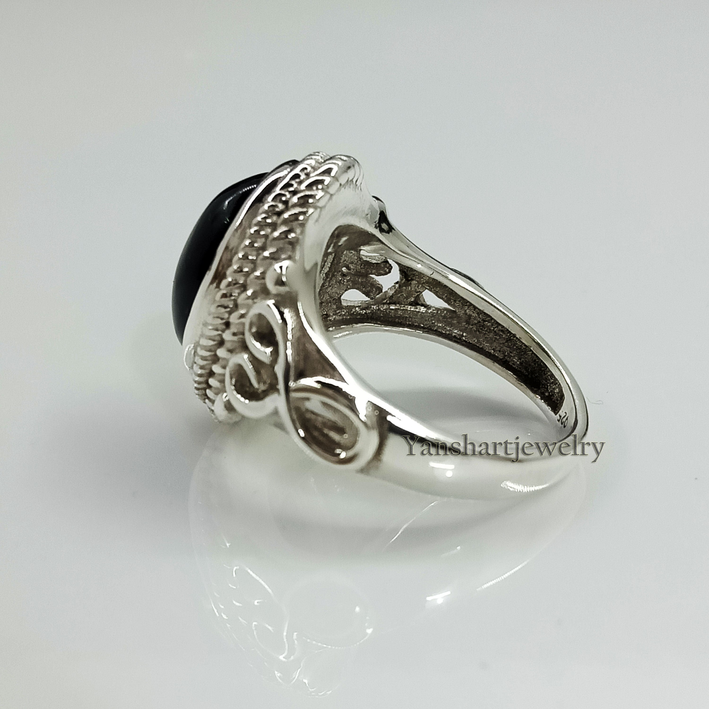 925 Sterling Silver Statement Ring With Natural Oval Shaped | Etsy