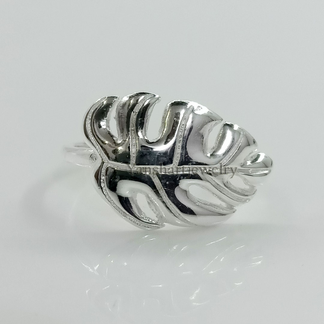 925 Sterling Silver Leaf Ring Simple Leaf Ring-palm Tropical - Etsy