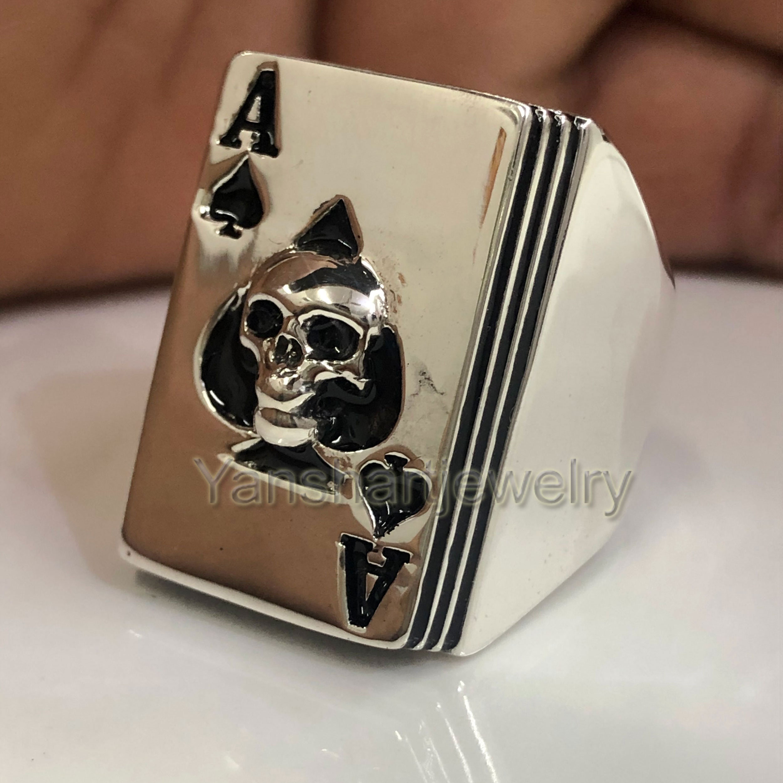Ace of Spade Ring for Men 925 Sterling Silver Ace of Spades - Etsy