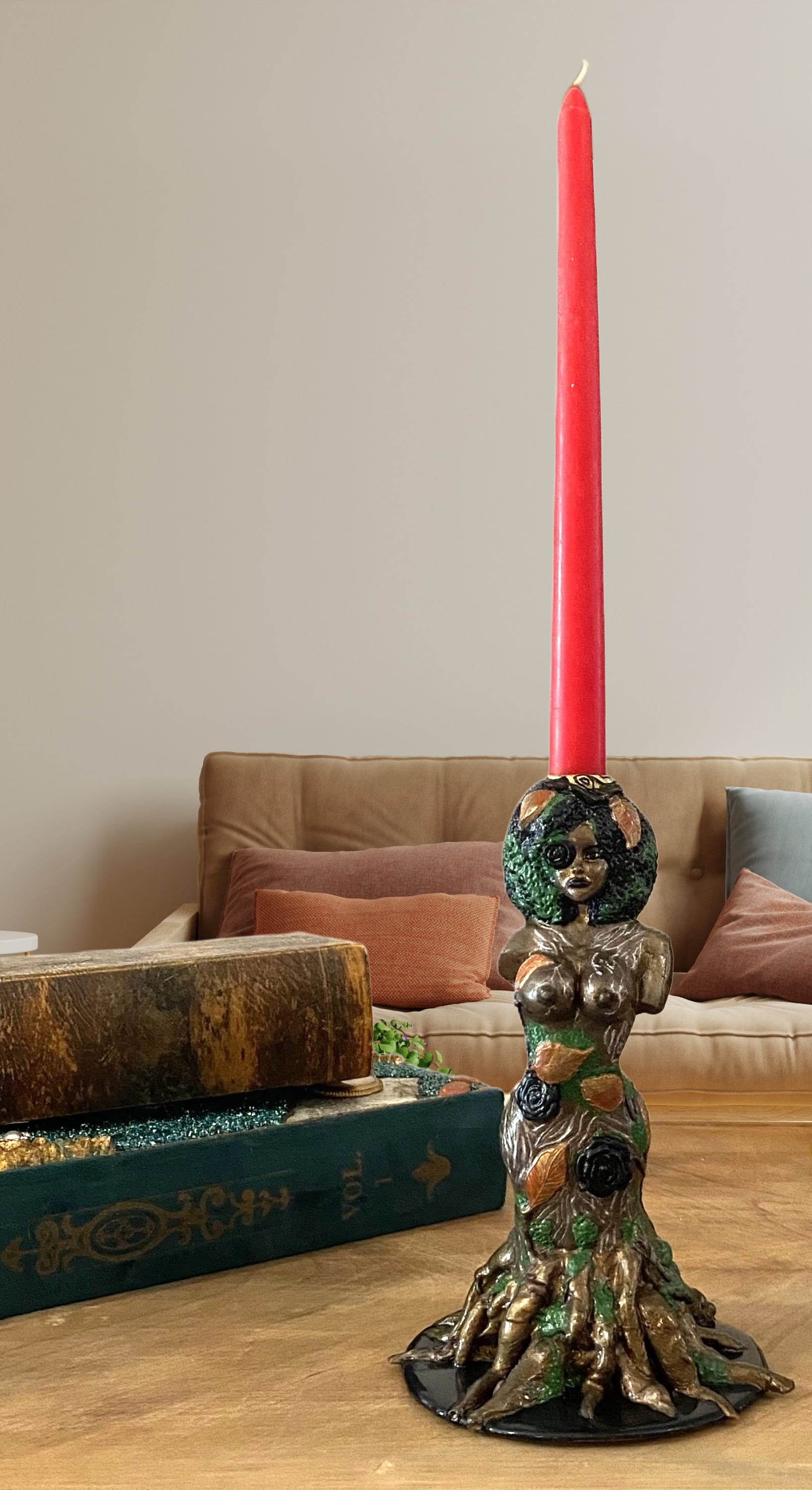 Handmade Lady Candle Holder , African American Hand Painted Bust ...