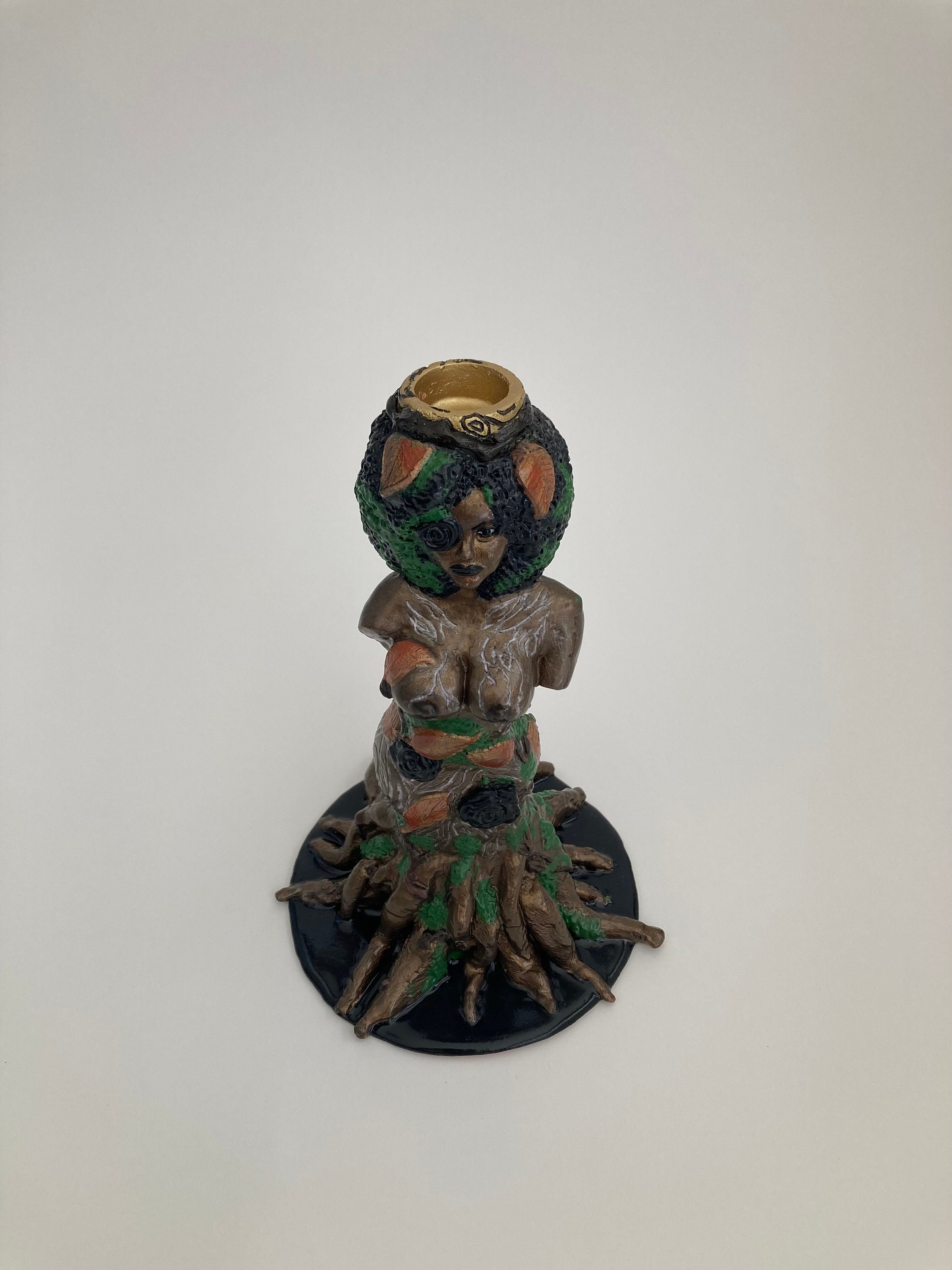 Handmade Lady Candle Holder , African American Hand Painted Bust ...