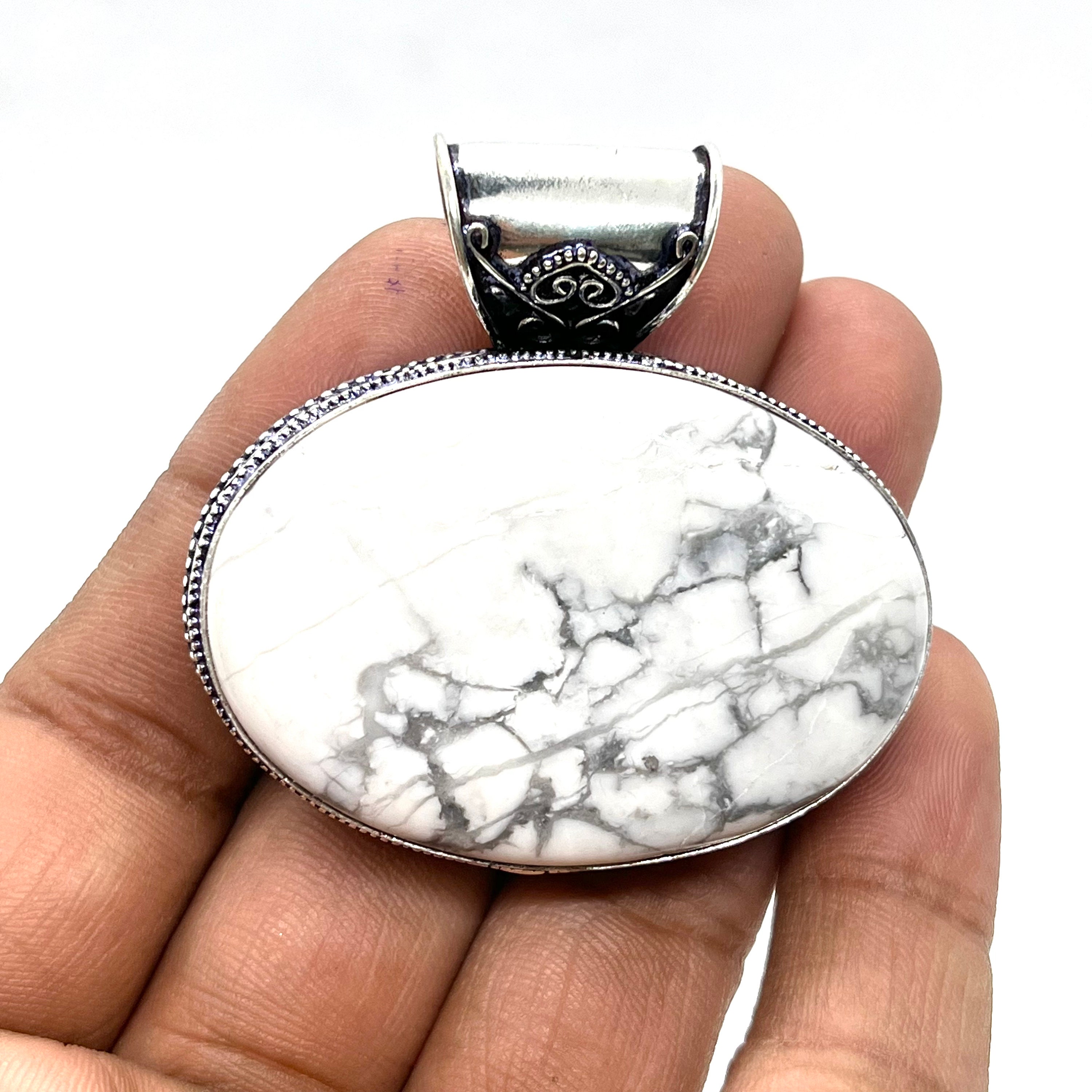 Howlite Pendants 925 Sterling Silver Pendant Natural Howlite Jewelry ...