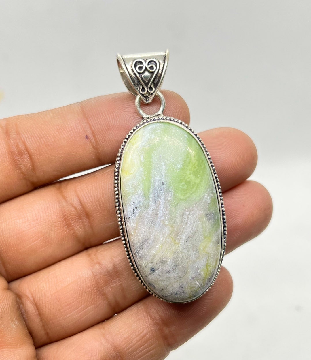 Natural Variscite Pendant 925 Sterling Silver Pendant Unique Design ...