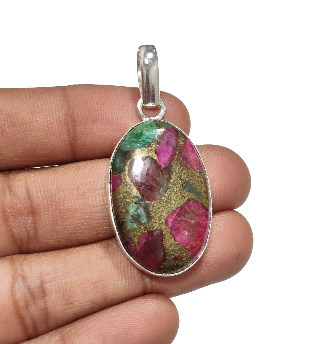 Natural Copper Ruby Zoisite Cabochon Ruby Zoisite Pendants Gemstone ...