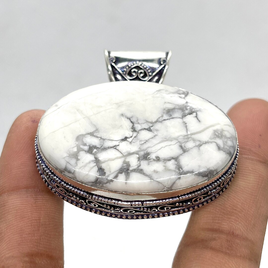 Howlite Pendants 925 Sterling Silver Pendant Natural Howlite Jewelry ...