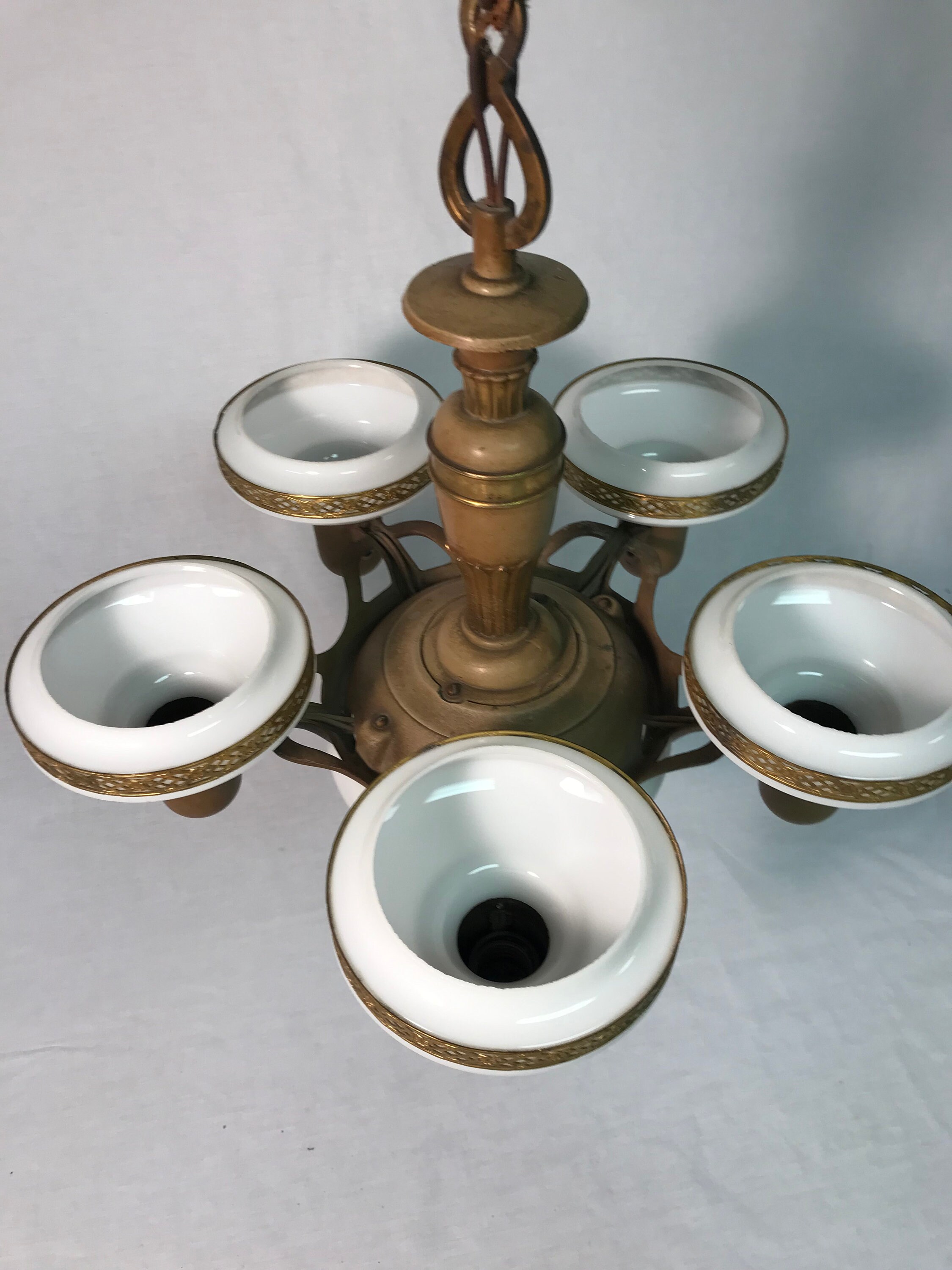 Antique Art Deco Chandelier 1930's Gill Glass Streamline - Etsy