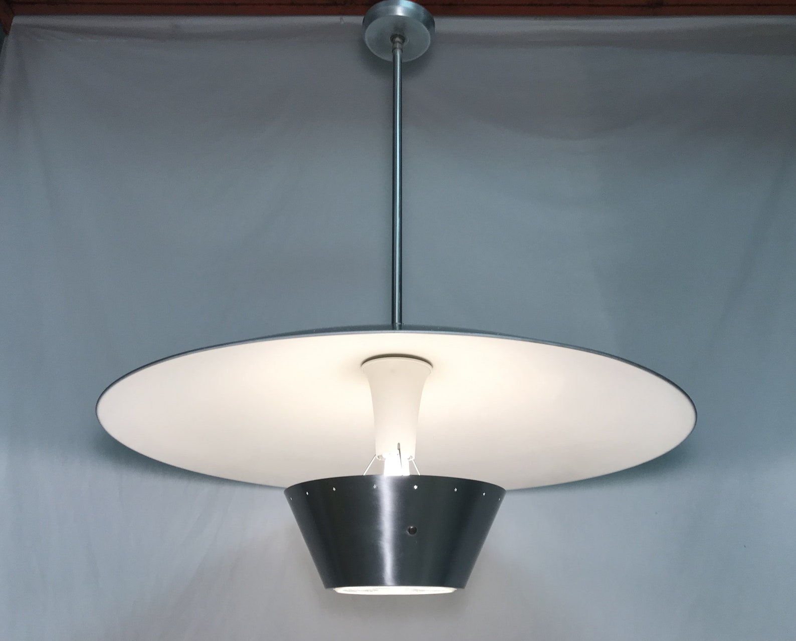 Huge 1950s Mid Century Modern Lightolier UFO Chandelier Vintage Atomic ...