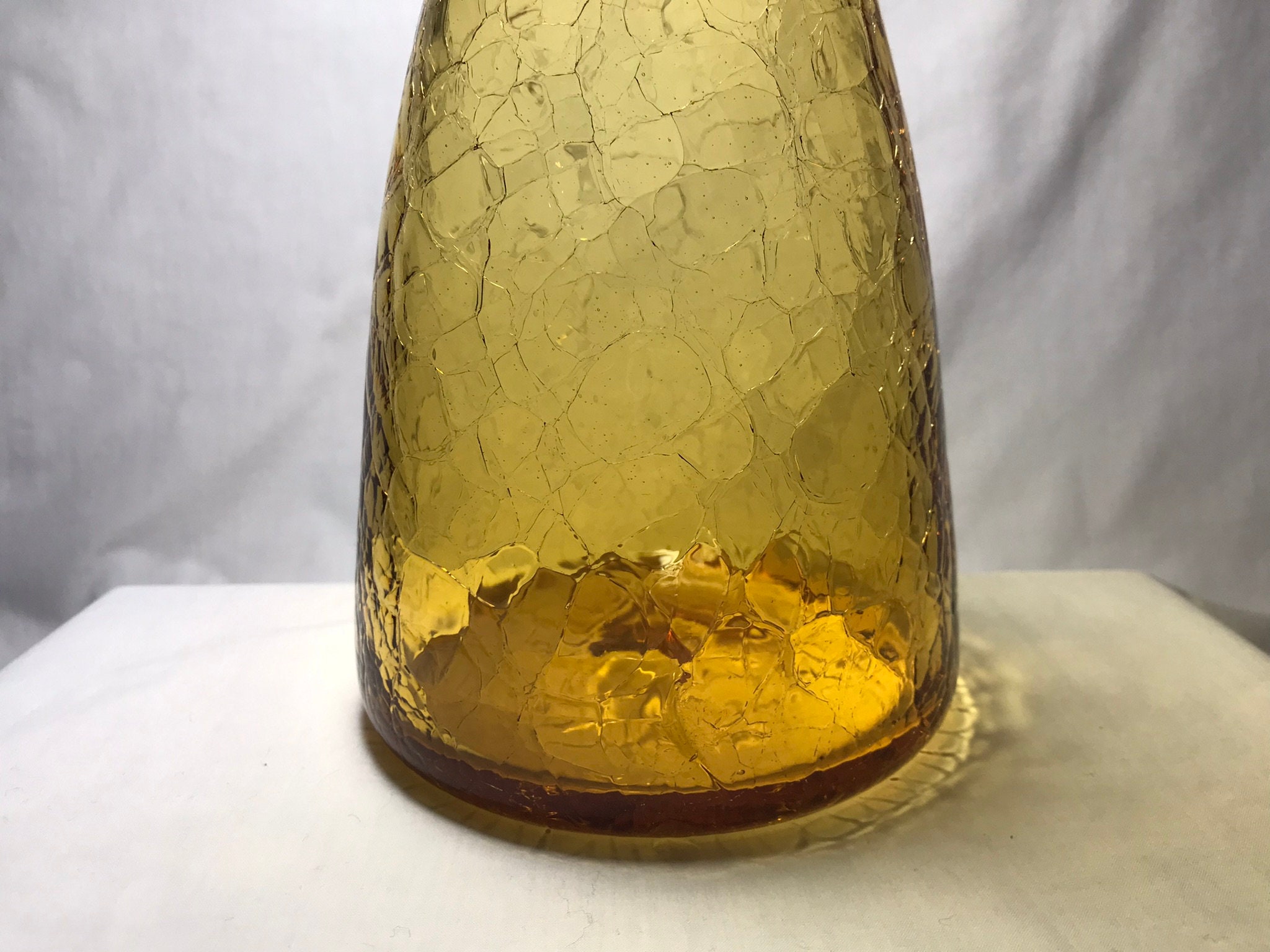 10 Vintage MCM 1950s Blenko Amber Crackle Glass Vase Mid Century Modern ...