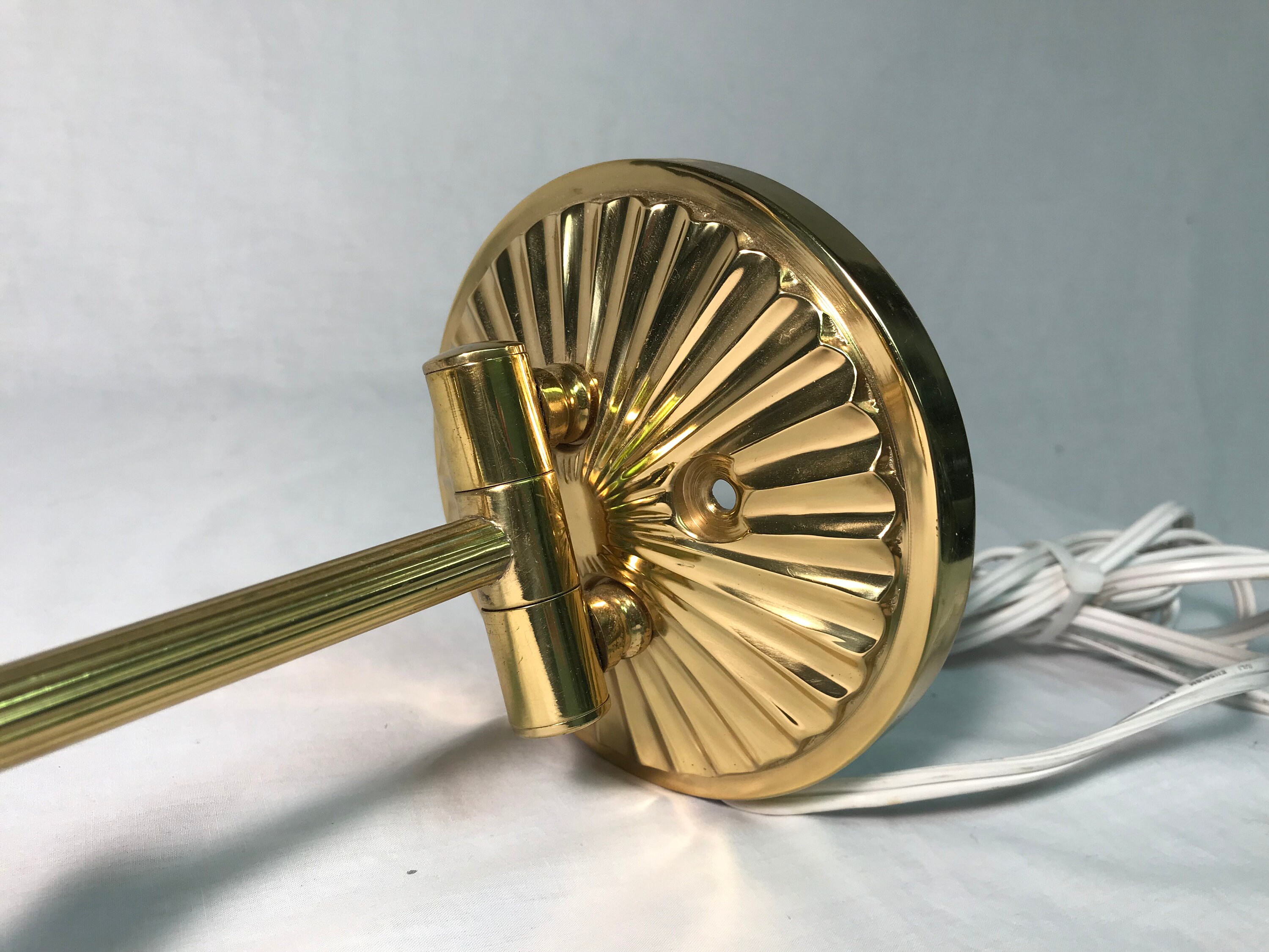 Vintage Brass Swing Arm Lamp Retro Art Deco Frosted Cup Slip Shade ...