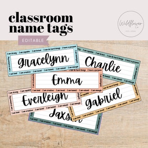 Affirmation Classroom Name Tags, Pastel Name Plates, Rainbow Student ...
