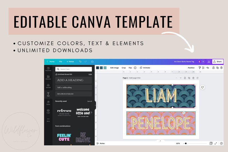Editable Classroom Name Tags, Art Deco Boho Elementary School Decor ...