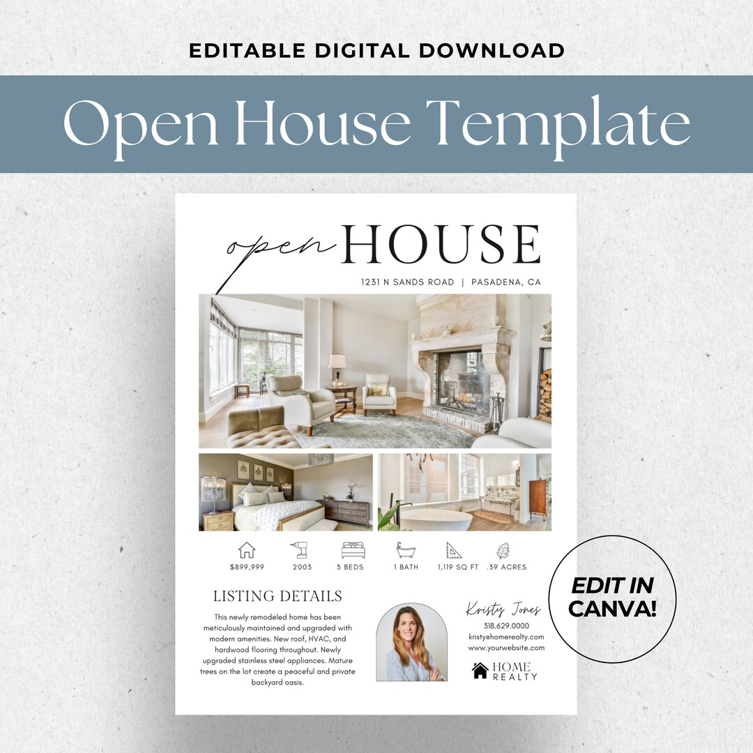 Open House Flyer Real Estate, Real Estate Marketing, Open House Flyer ...