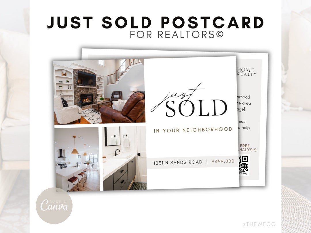 Real Estate Postcard Template, Real Estate Farming Postcard, Just Sold ...