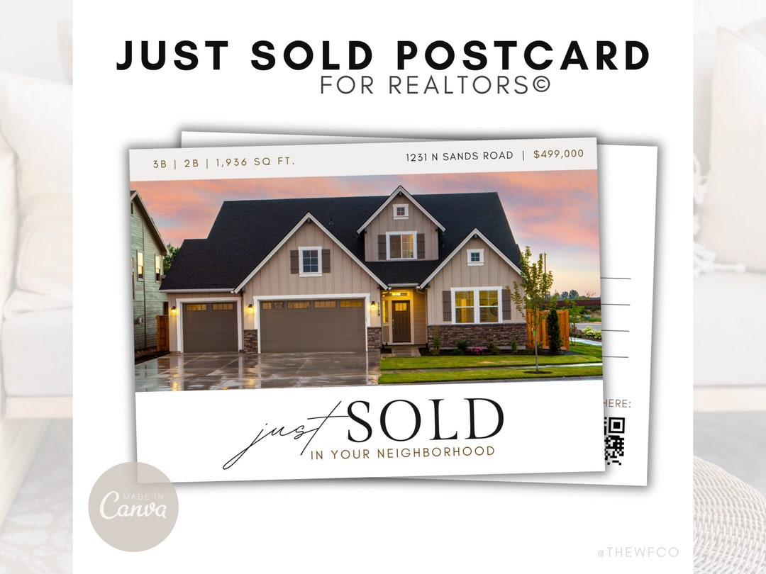 Real Estate Postcard Template, Real Estate Farming Postcard, Just Sold ...