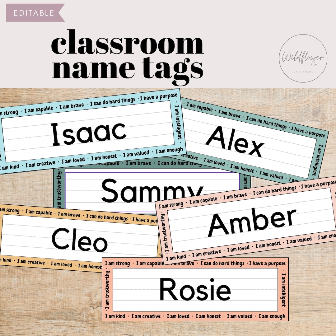 Rainbow Classroom Name Tags, Pastel Name Plates, Rainbow Student Desk ...