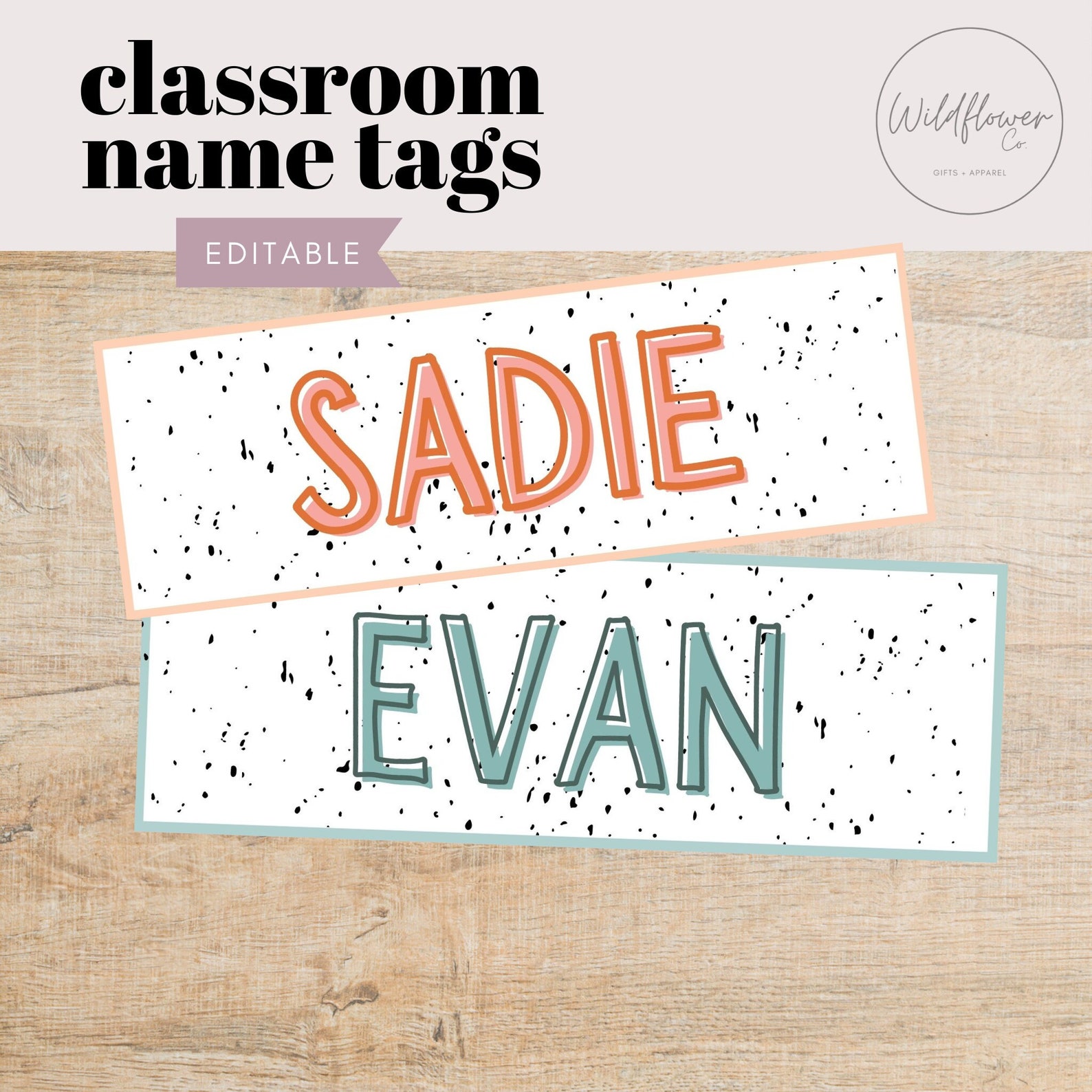 Spotted Printable Classroom Name Tags, Modern Elementary School Decor ...