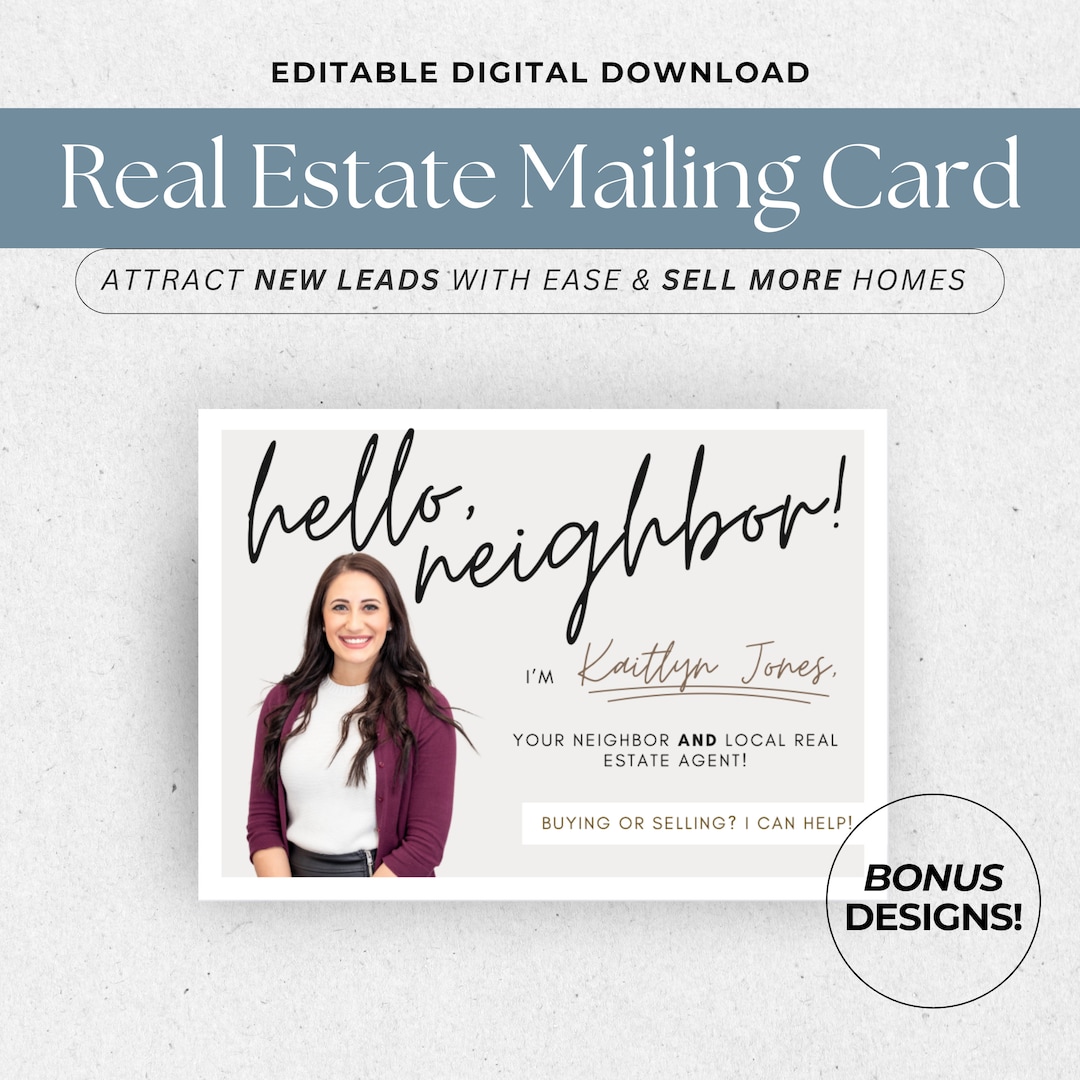 Hello Neighbor Postcard, Real Estate Postcard, Real Estate Farming ...