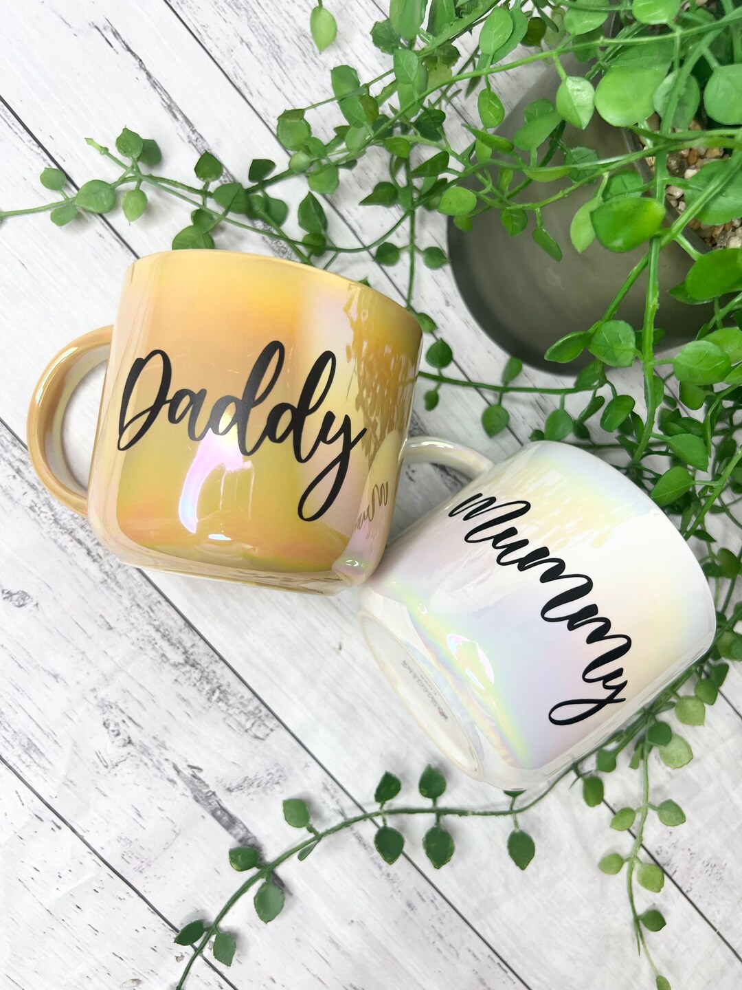 Mummy And Daddy 440ml Mugs Coffee Cups Set Couple T Set White Chrome