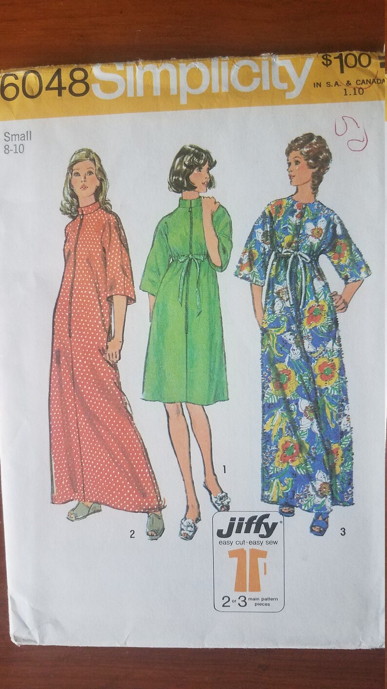 1973 Simplicity 6048. Misses' and Women's Jiffy Robe in Two Lengths. - Etsy