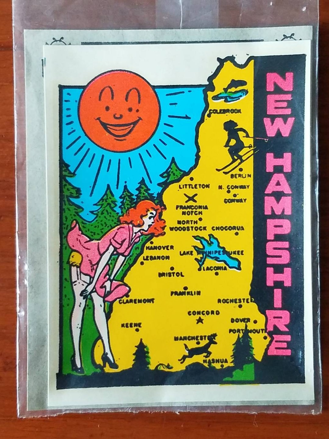 Vintage New Hampshire Map Decal. - Etsy
