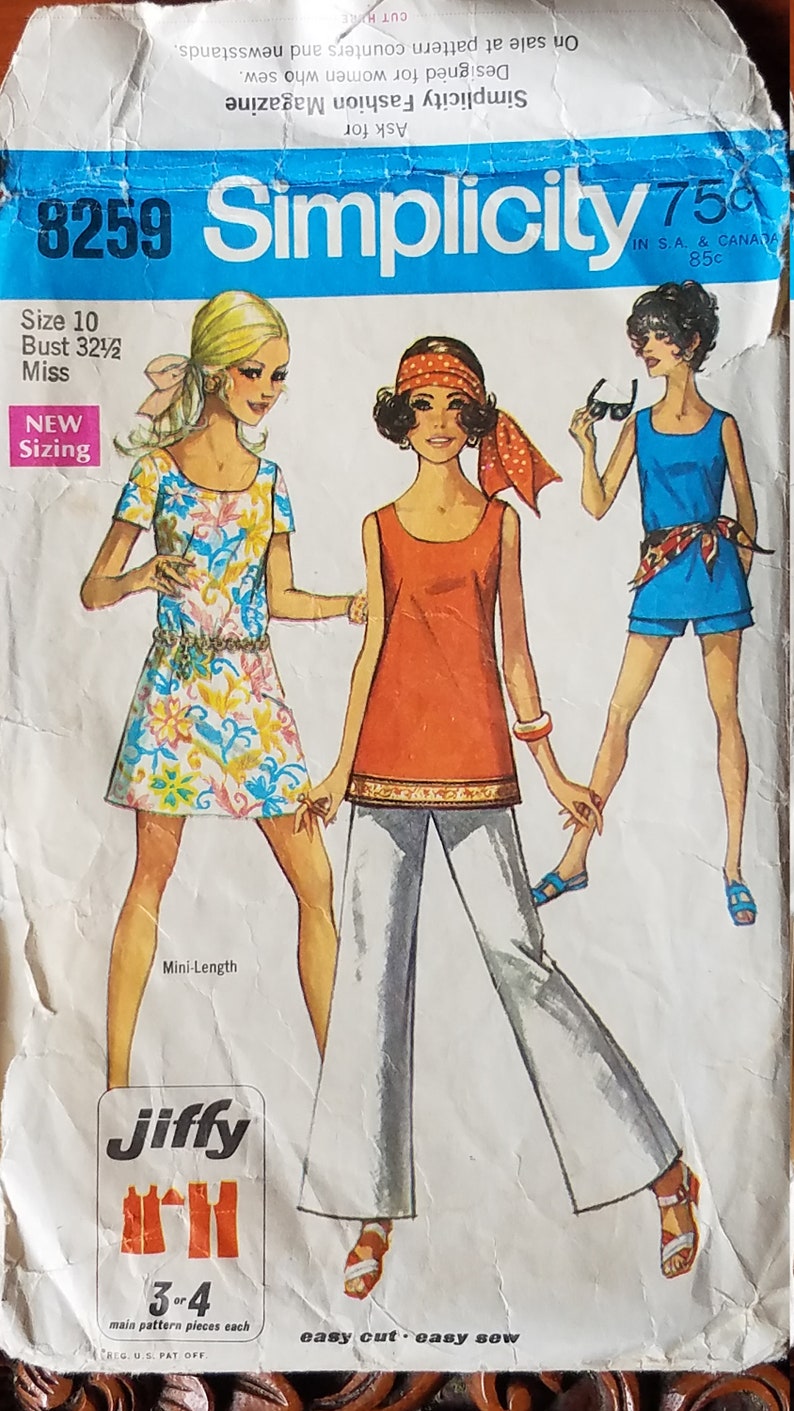 1969 Simplicity Pattern 8259. Misses' Petite and Misses" Jiffy Mini ...