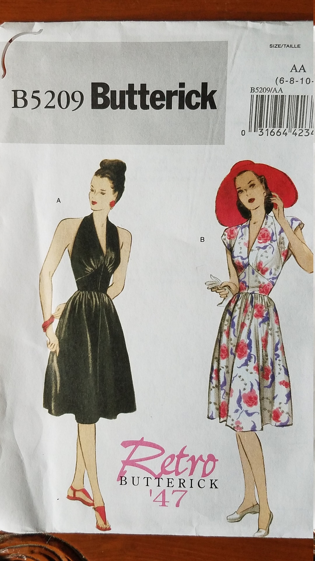 Butterick B5209. Retro 1947 Misses' Halter or Cap Sleeves Dress. - Etsy