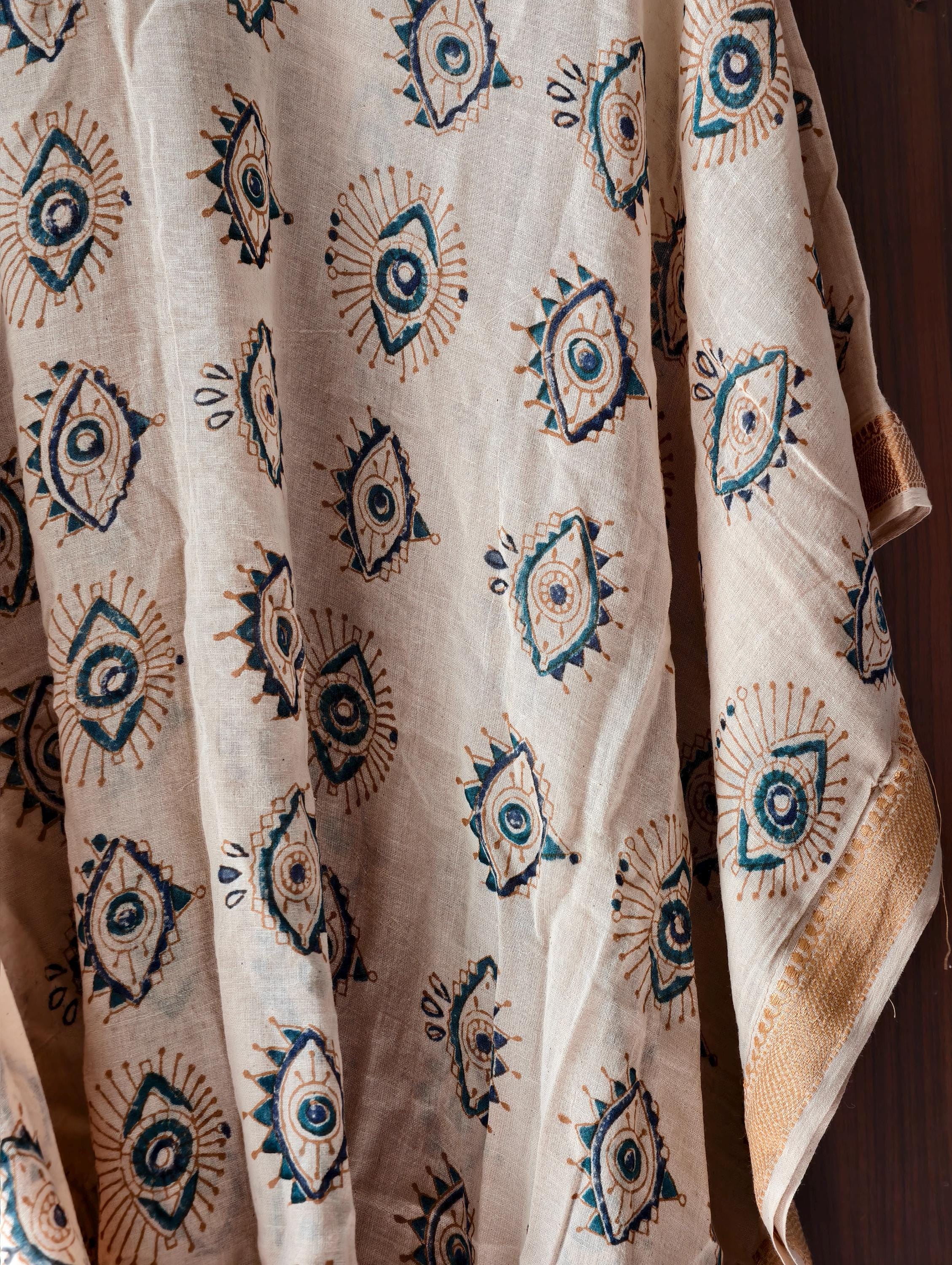 Hand Block Print Cotton Kaftan Dress: Bagru Zari Kimono - Etsy