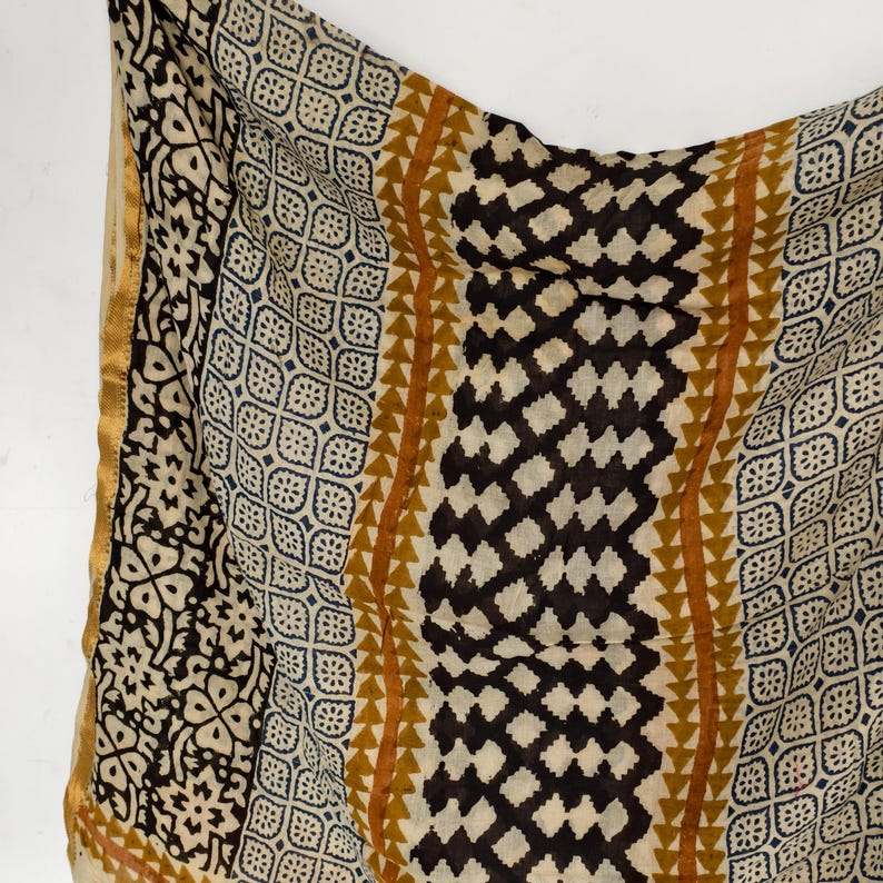 Extra Large Organic Cotton Bandana Scarf: Hand Block Print 42x42 Inch ...
