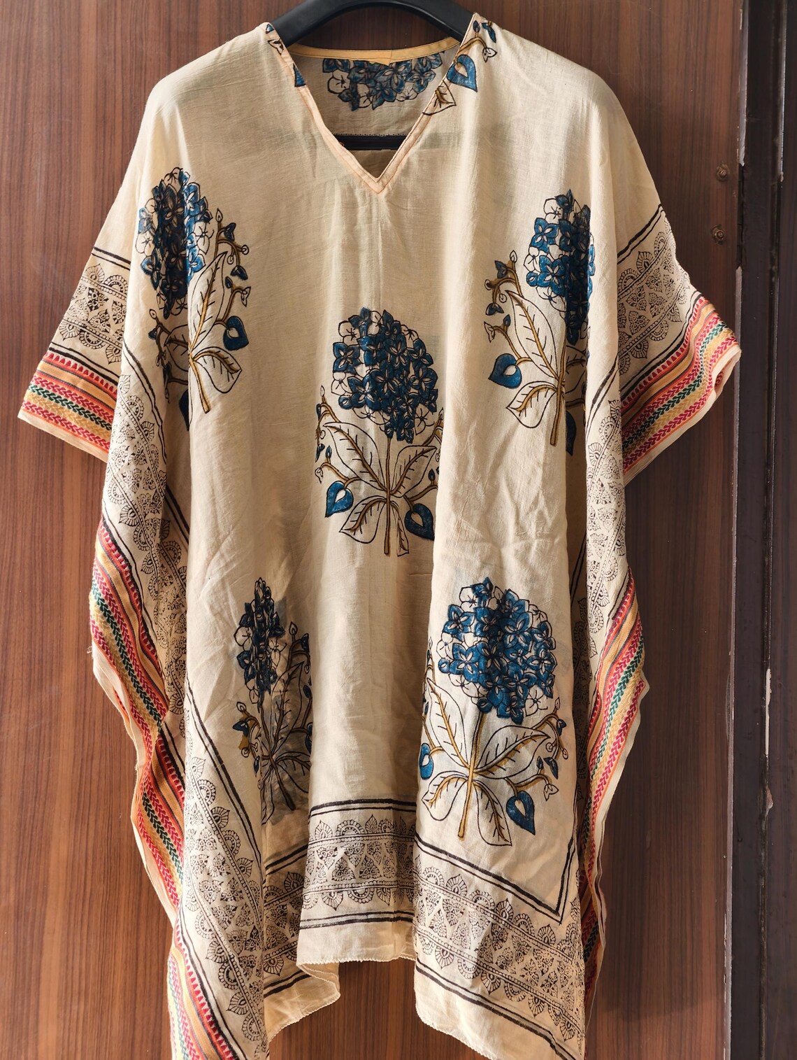 ハンドブロックプリントコットンカフタンドレス：バグルザリ着物 - Etsy 日本