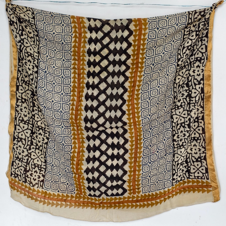Extra Large Organic Cotton Bandana Scarf: Hand Block Print 42x42 Inch ...