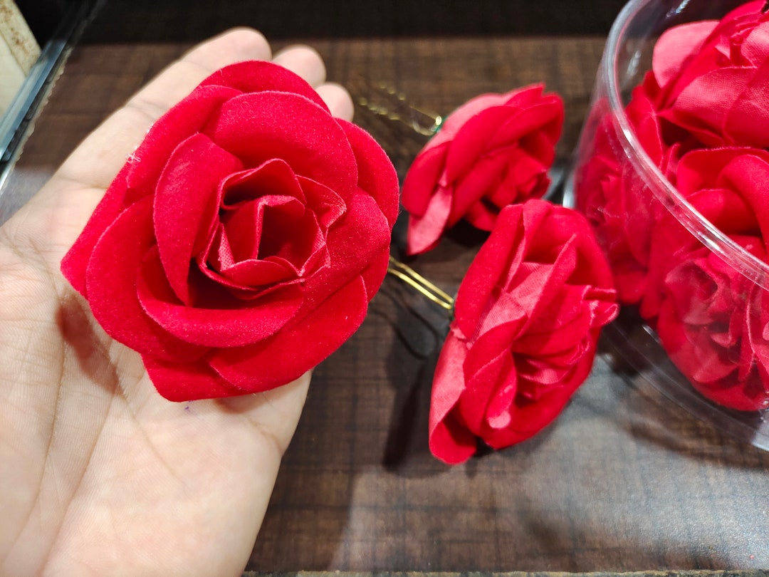 Red Rose Hair Pin, Dionysus Look Rose Pin, Red Rose Pin, Wedding Rose ...