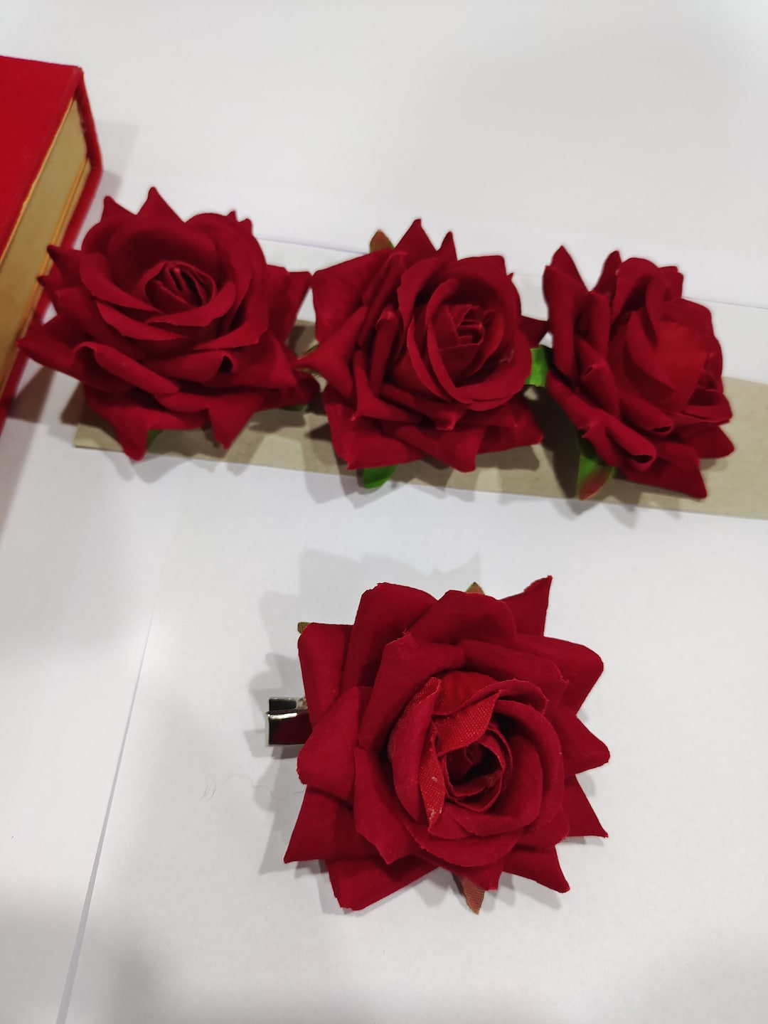 Red Rose Hair Clip Pack of 2, Dionysus Look Rose Clip, Red Rose for Her ...