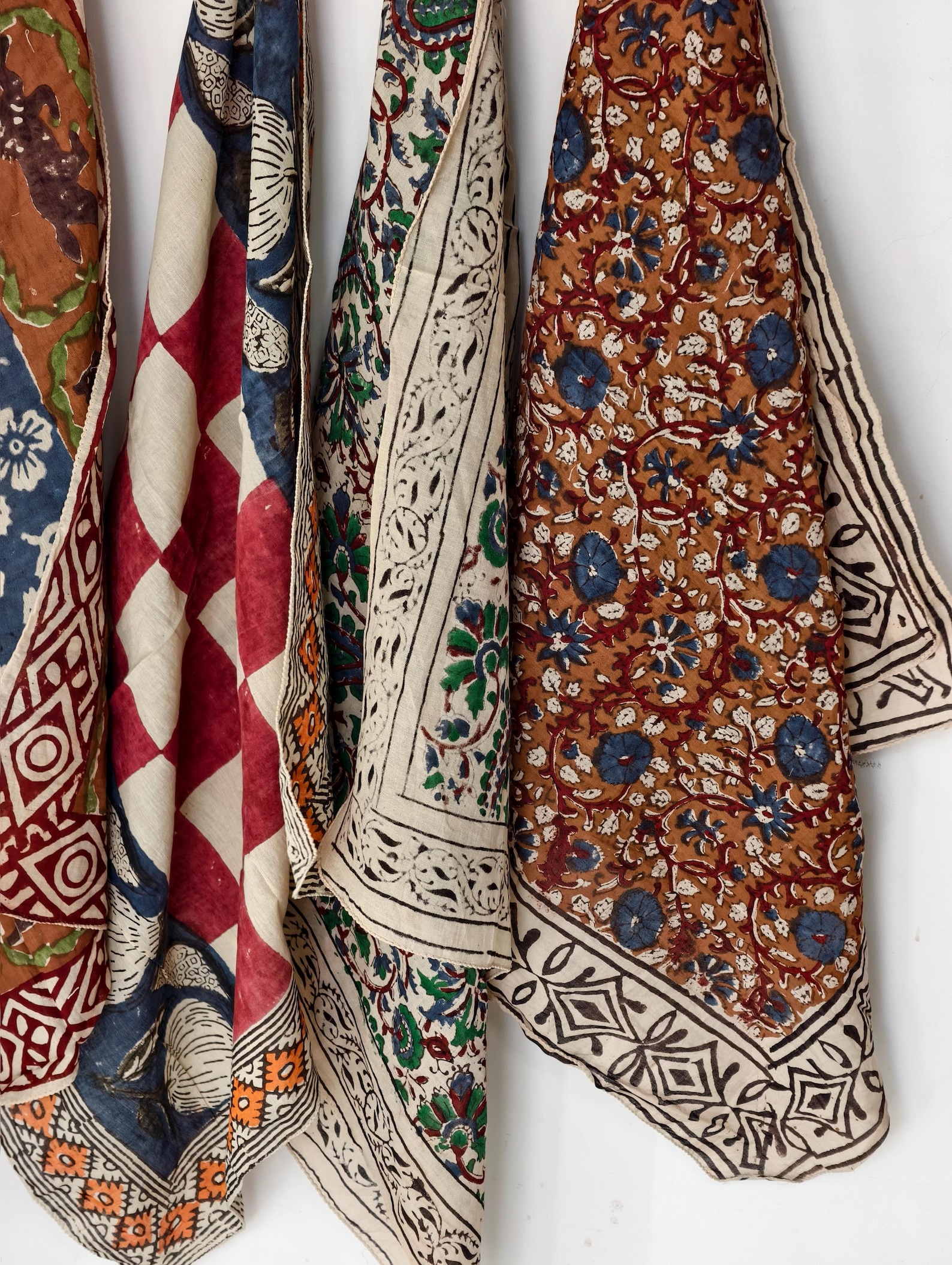A Set of 10 Large Bandanas,block Print Cotton Bandana Set: Geometric ...