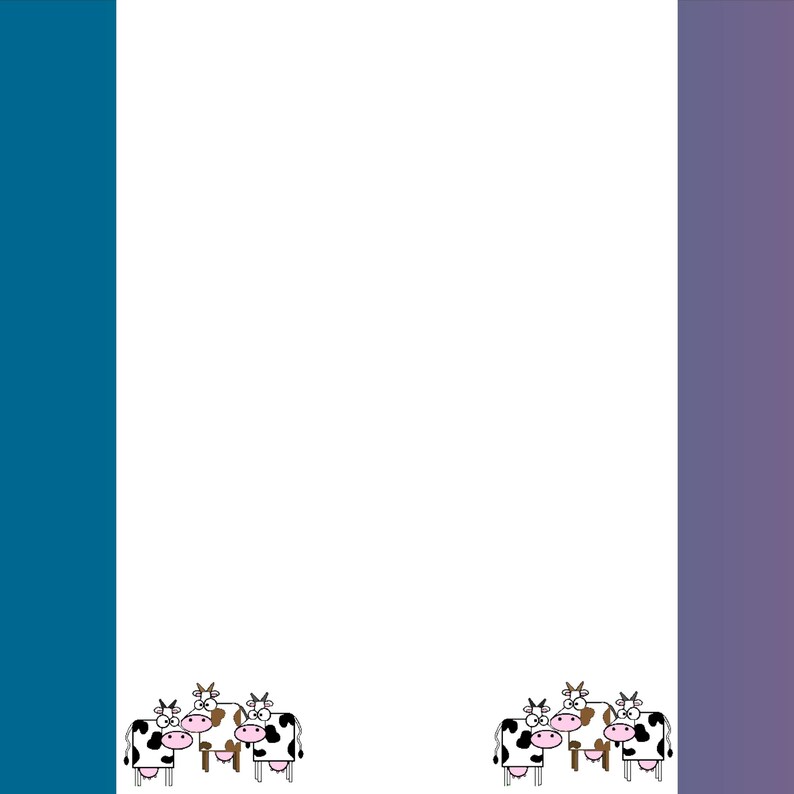 Stationery, A4 Printable Paper, Cow Theme, Writing Paper, Three Cows ...