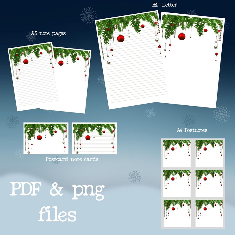 Christmas Border Stationery Set, Instant Download Printable Paper - Etsy UK