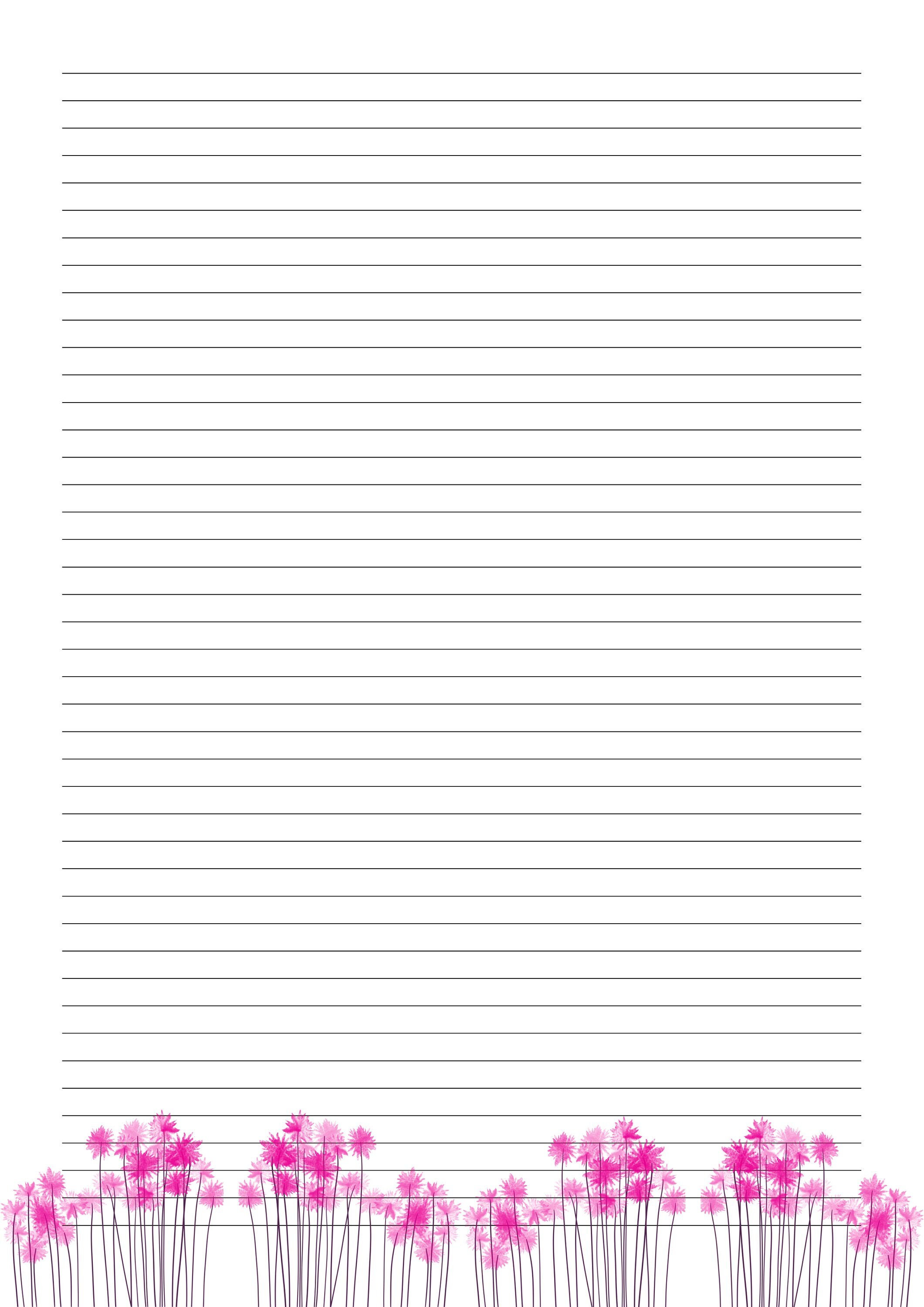 Pink Flower Border, A4 Lined Paper, Printable, Digital Download - Etsy