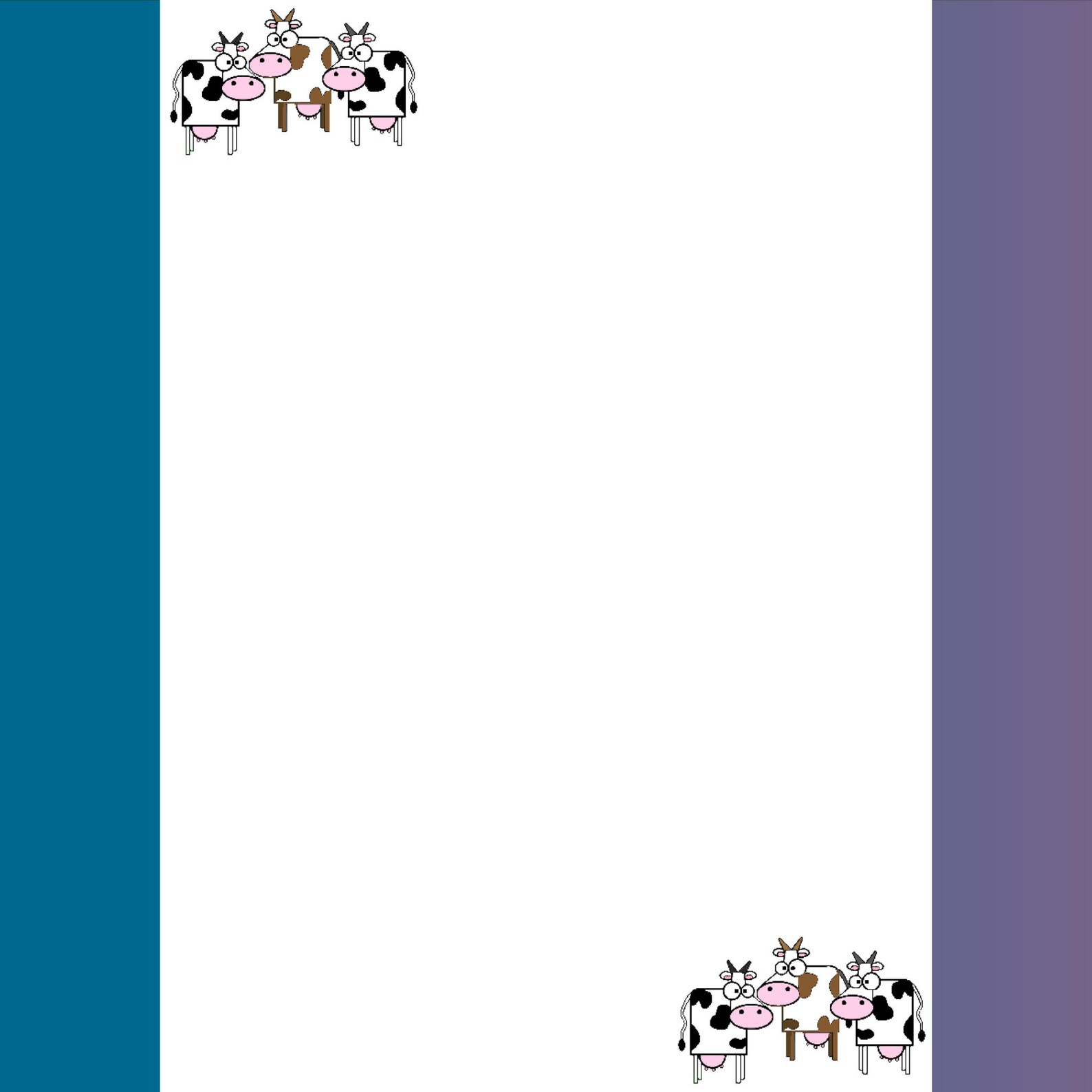 Stationery, A4 Printable Paper, Cow Theme, Writing Paper, Three Cows ...