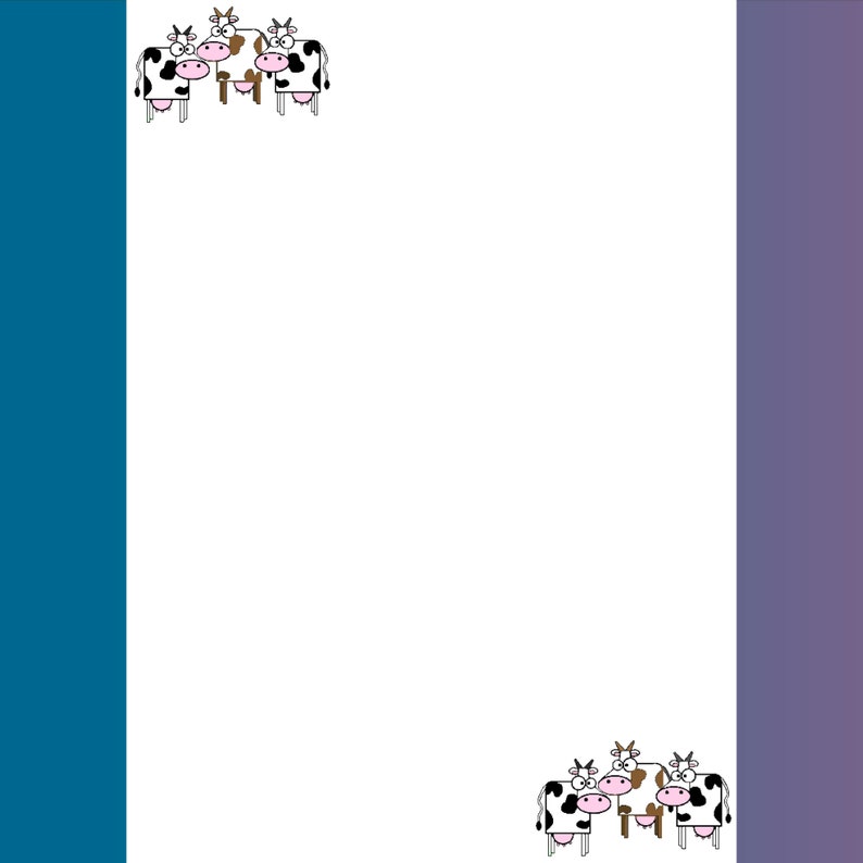 Stationery, A4 Printable Paper, Cow Theme, Writing Paper, Three Cows ...