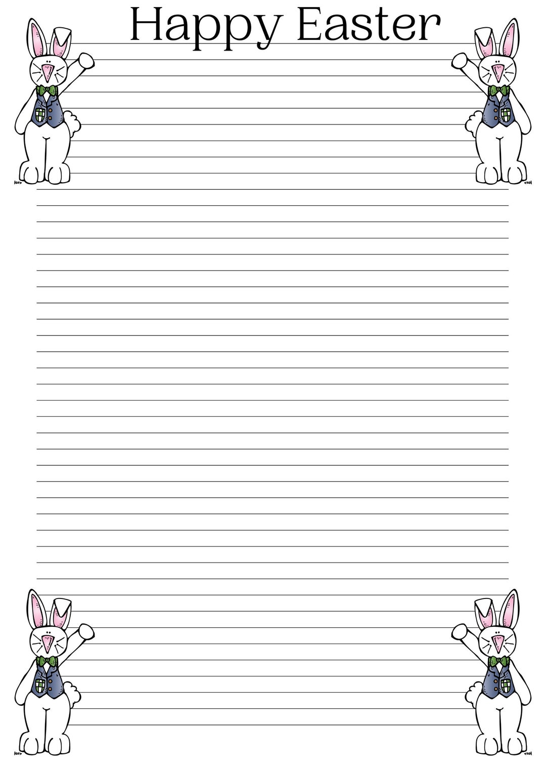 A4 Lined Writing Paper Easter Theme Easter Bunny - Etsy