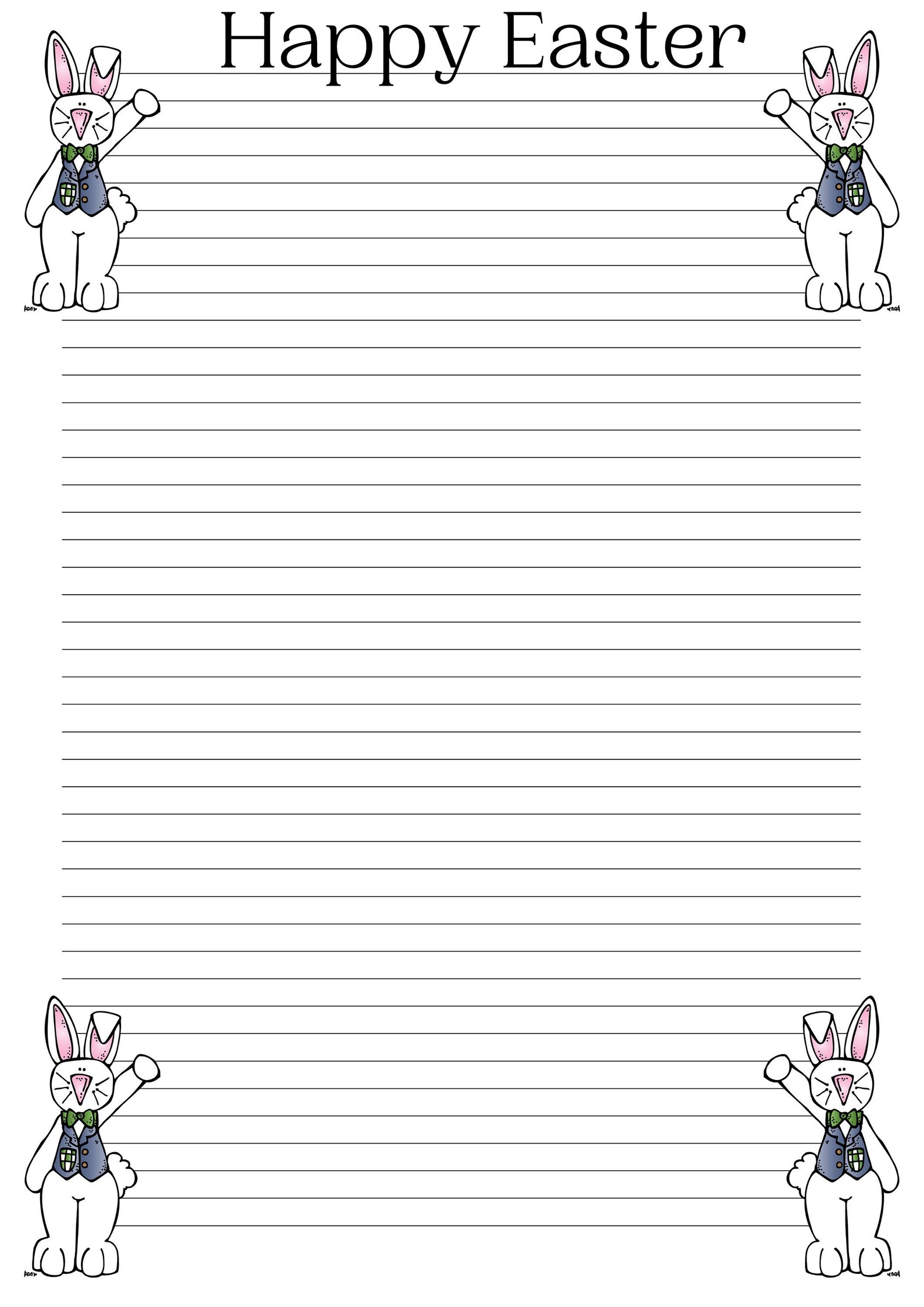 A4 Lined Writing Paper Easter Theme Easter Bunny - Etsy