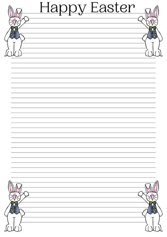 A4 Lined Writing Paper Easter theme Easter Bunny | Etsy