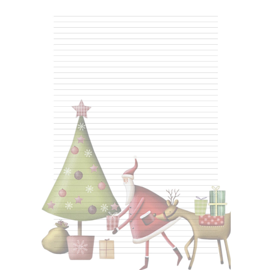 A4 Lined Printable Paper, Christmas Stationery, Christmas Letters ...