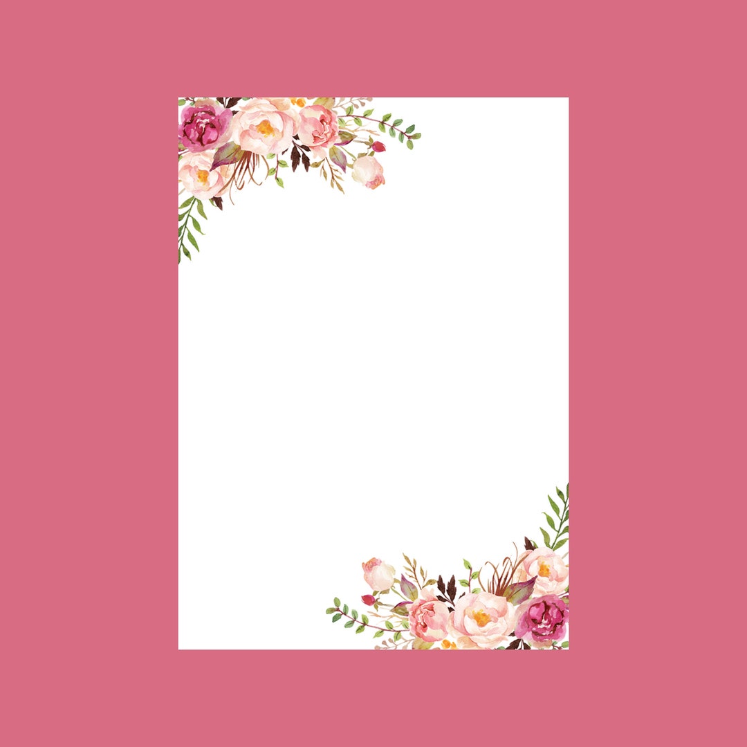 Watercolour Unlined A4 Writing Paper Corner Flowers - Etsy