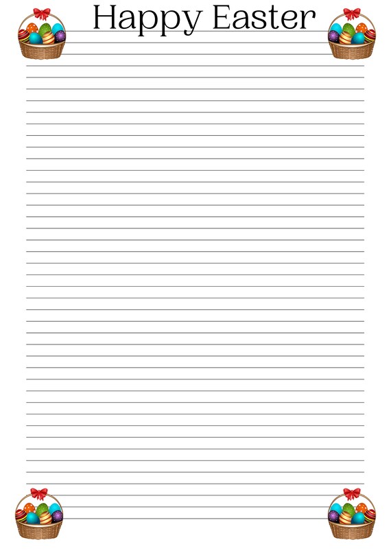 A4 Lined Writing Paper Easter theme Easter basket | Etsy