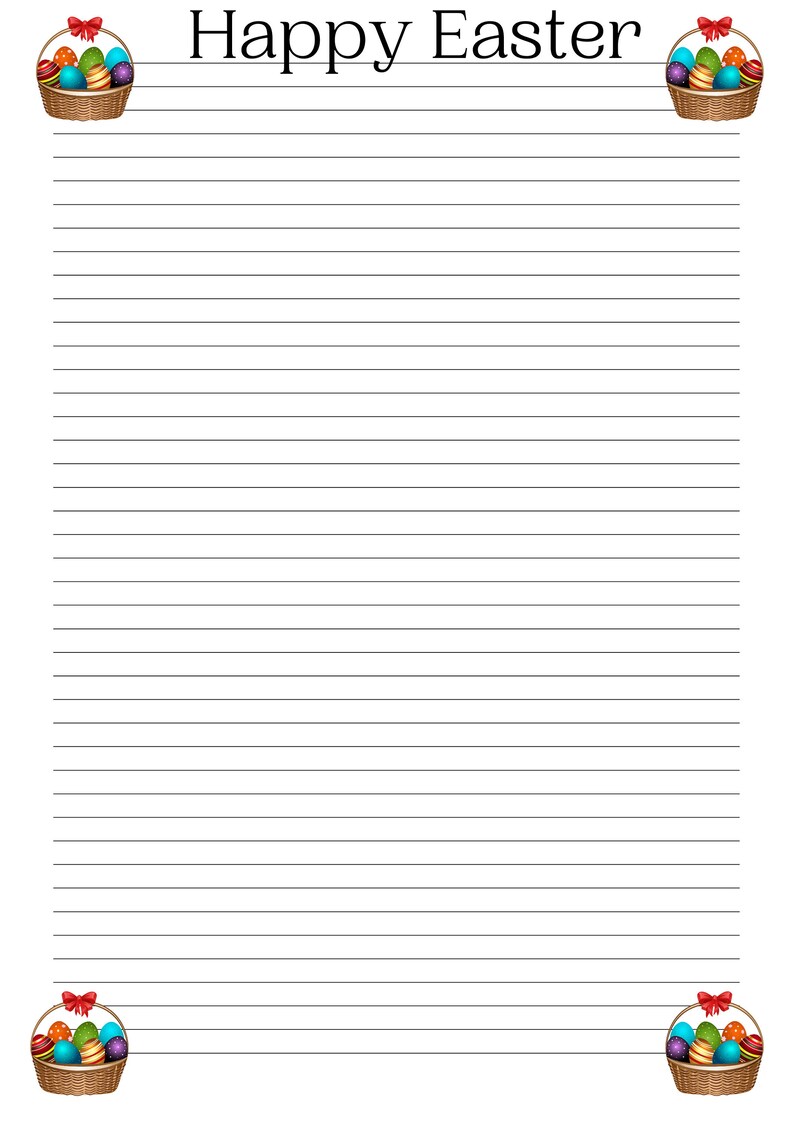 A4 Lined Writing Paper Easter Theme Easter Basket - Etsy